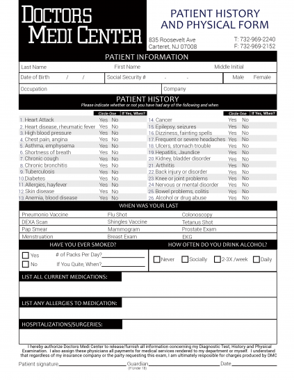Doctors Medi Center Physical Form REV Doctors Medi Center